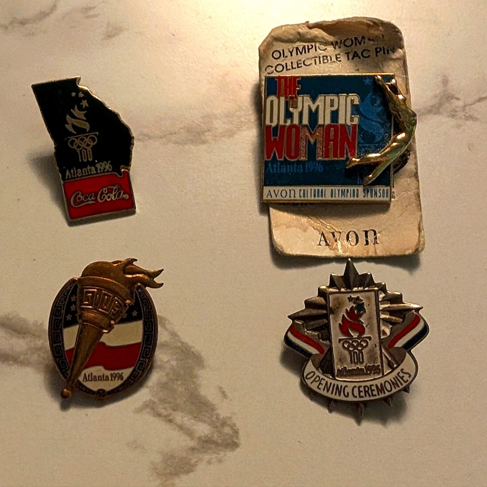 Four Vintage 1996 Atlanta Olympics Pins - Gem
